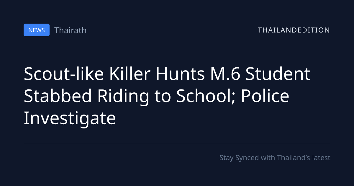 Scout-like Killer Hunts M.6 Student Stabbed Riding | thailandedition